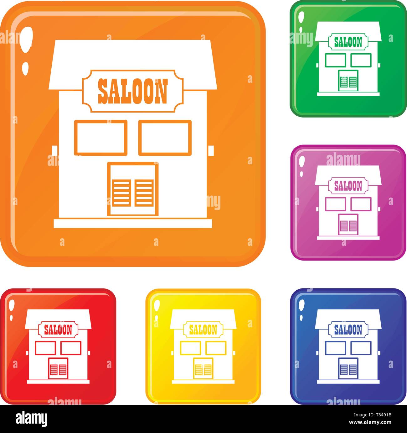 Western saloon icons set vector color Stock Vector Image & Art - Alamy