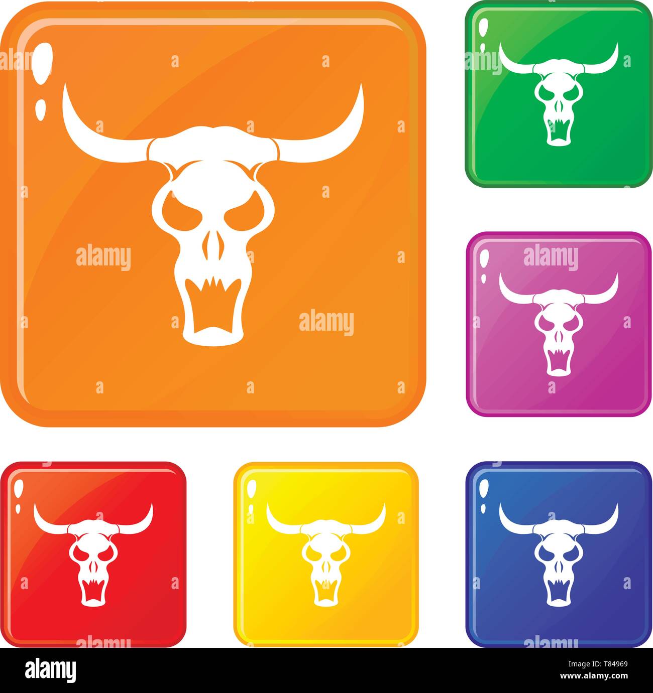 Buffalo skull icons set vector color Stock Vector Image & Art - Alamy