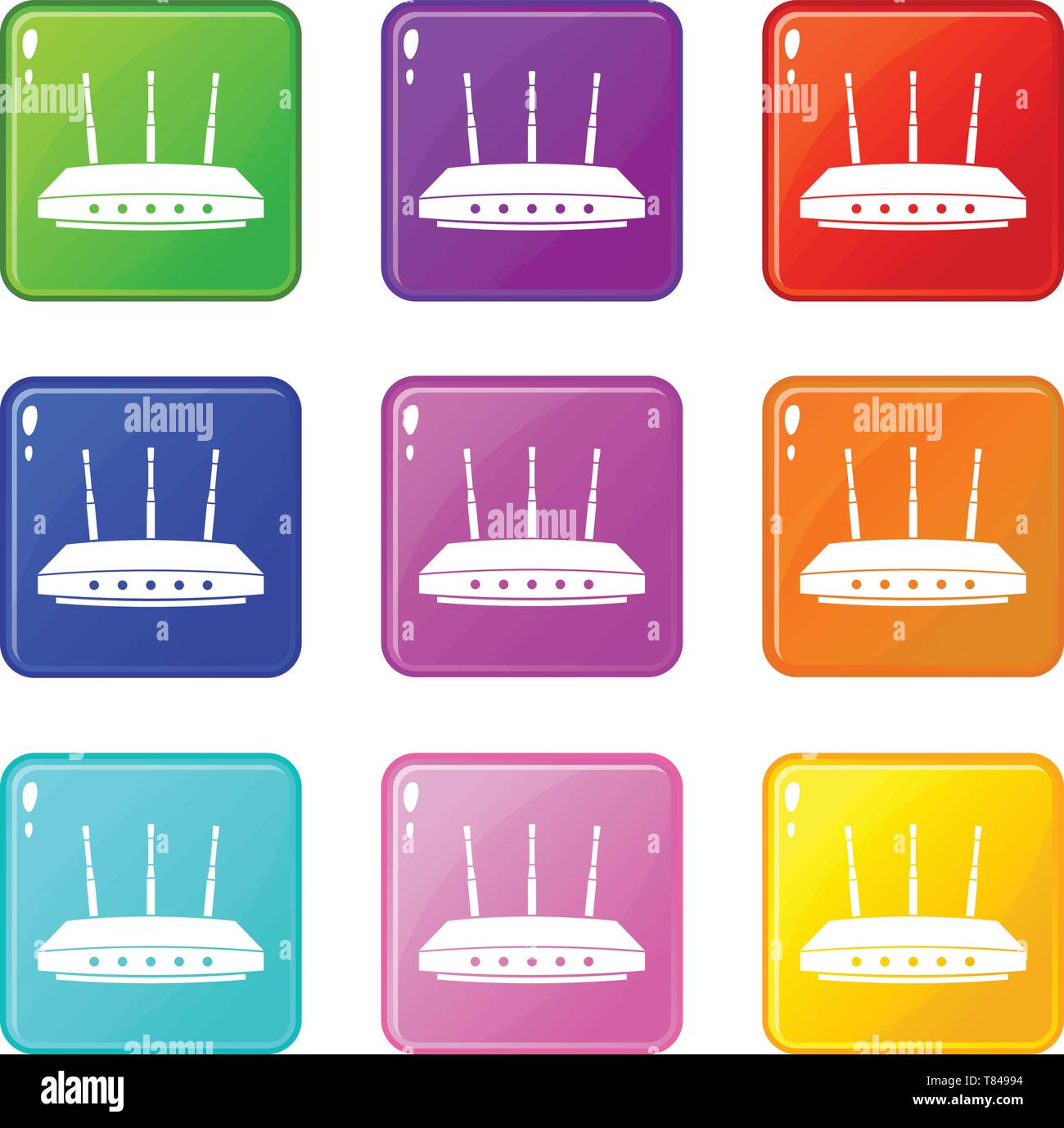 Router icons set 9 color collection Stock Vector Image & Art - Alamy