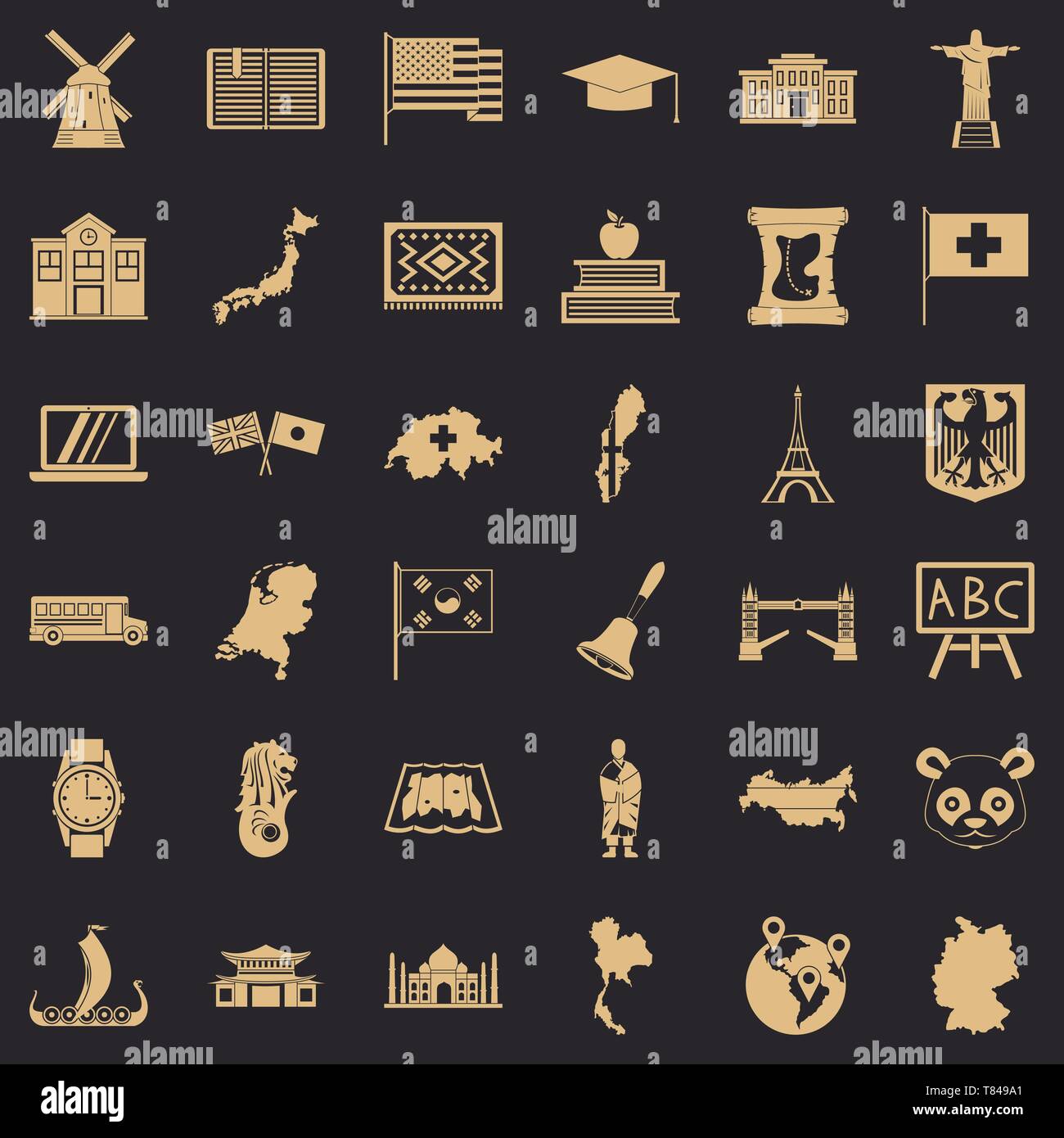 Geography icons set, simple style Stock Vector Image & Art - Alamy