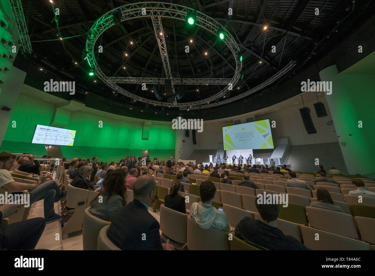 People attend business conference in large congress hall Stock Photo ...
