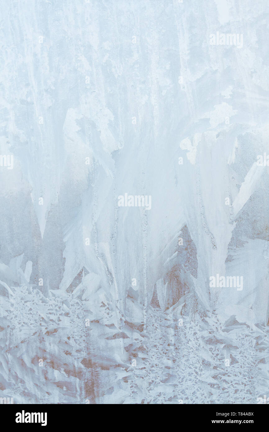 Frosty patterns on a frozen ice box in the early morning Stock Photo ...