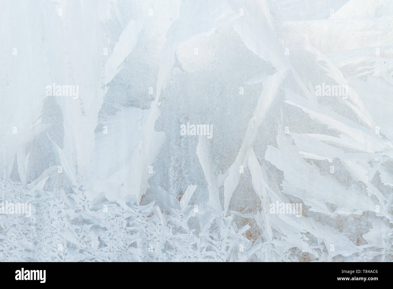 Frosty patterns on a frozen ice box in the early morning Stock Photo ...