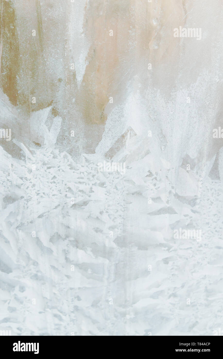 Frosty patterns on a frozen ice box in the early morning Stock Photo ...