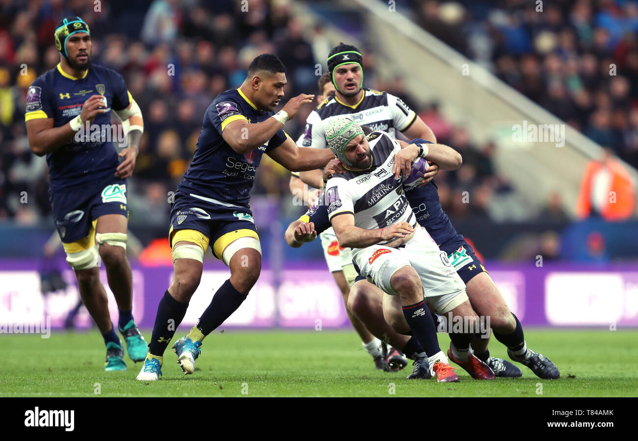 La Rochelle's Kevin Gourdon is tackled by ASM Clermont Auvergne's ...