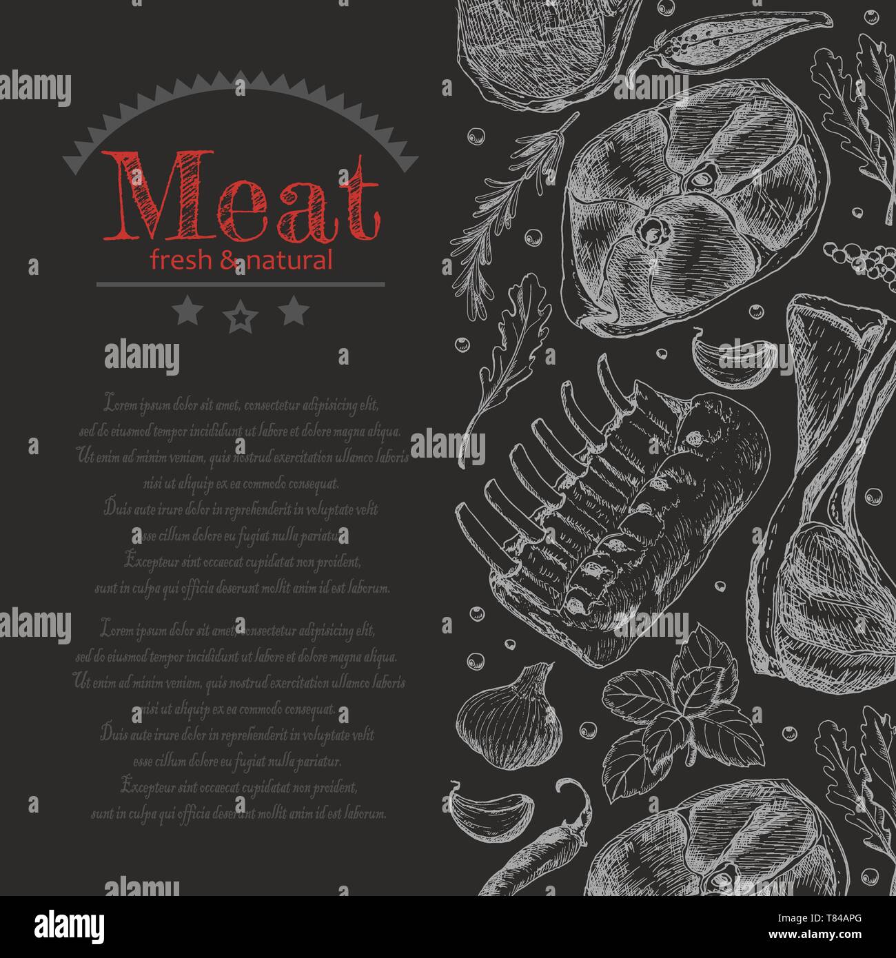 Background with different meat products. Vector illustration for your ...