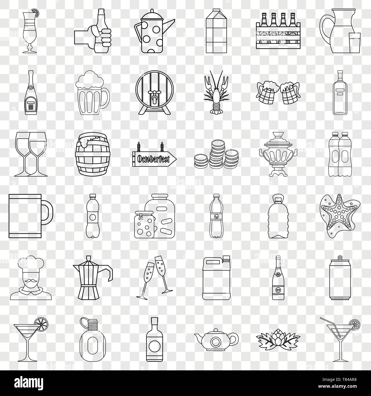 Alcohol icons set, outline style Stock Vector Image & Art - Alamy