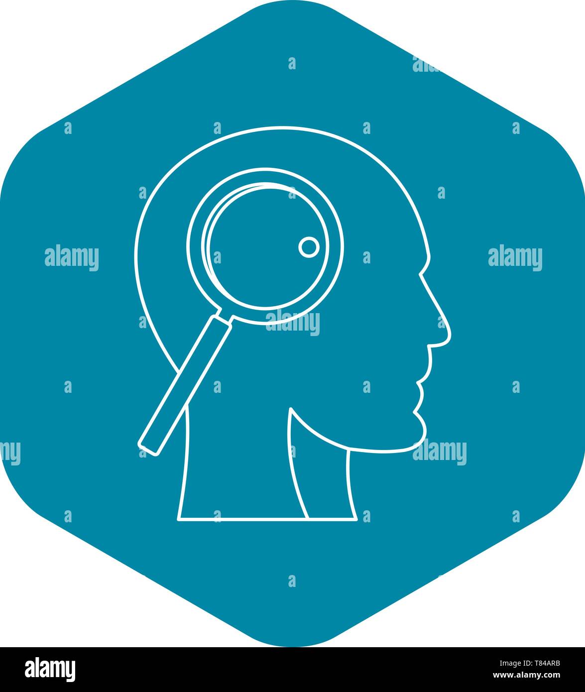 Magnifying glass inside human head icon Stock Vector Image & Art - Alamy