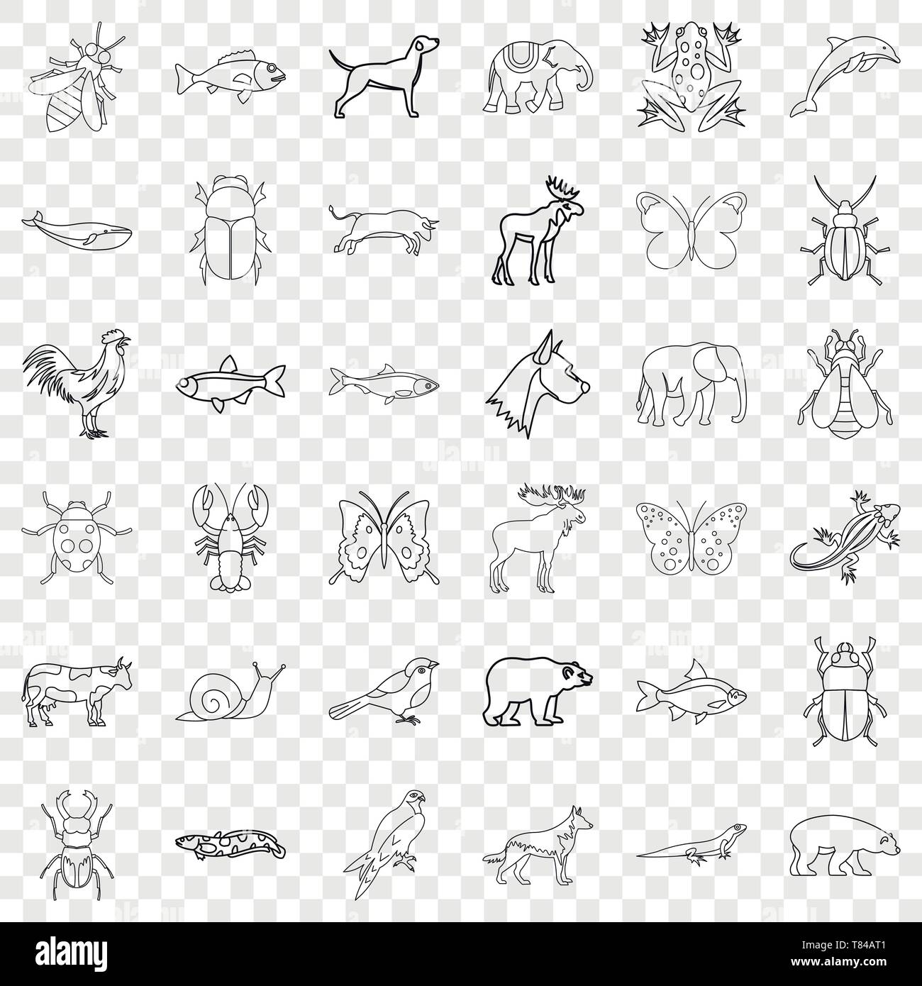 Animal icons set, outline style Stock Vector Image & Art - Alamy