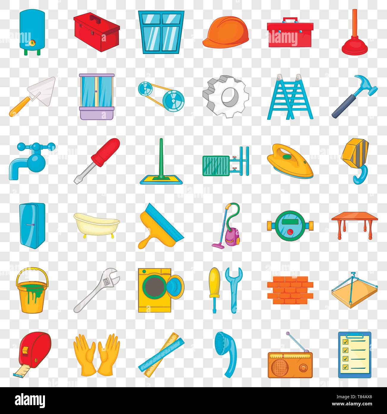 Apartment renovation icons set, cartoon style Stock Vector Image & Art ...
