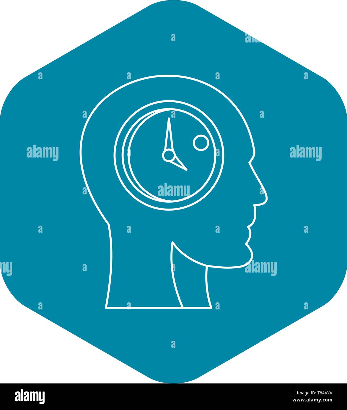 Head with clock inside icon, outline style Stock Vector Image & Art - Alamy