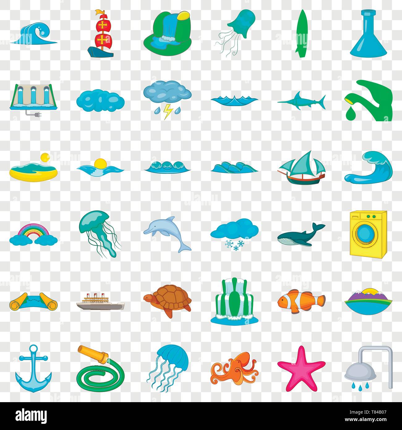 Aqua icons set, cartoon style Stock Vector Image & Art - Alamy