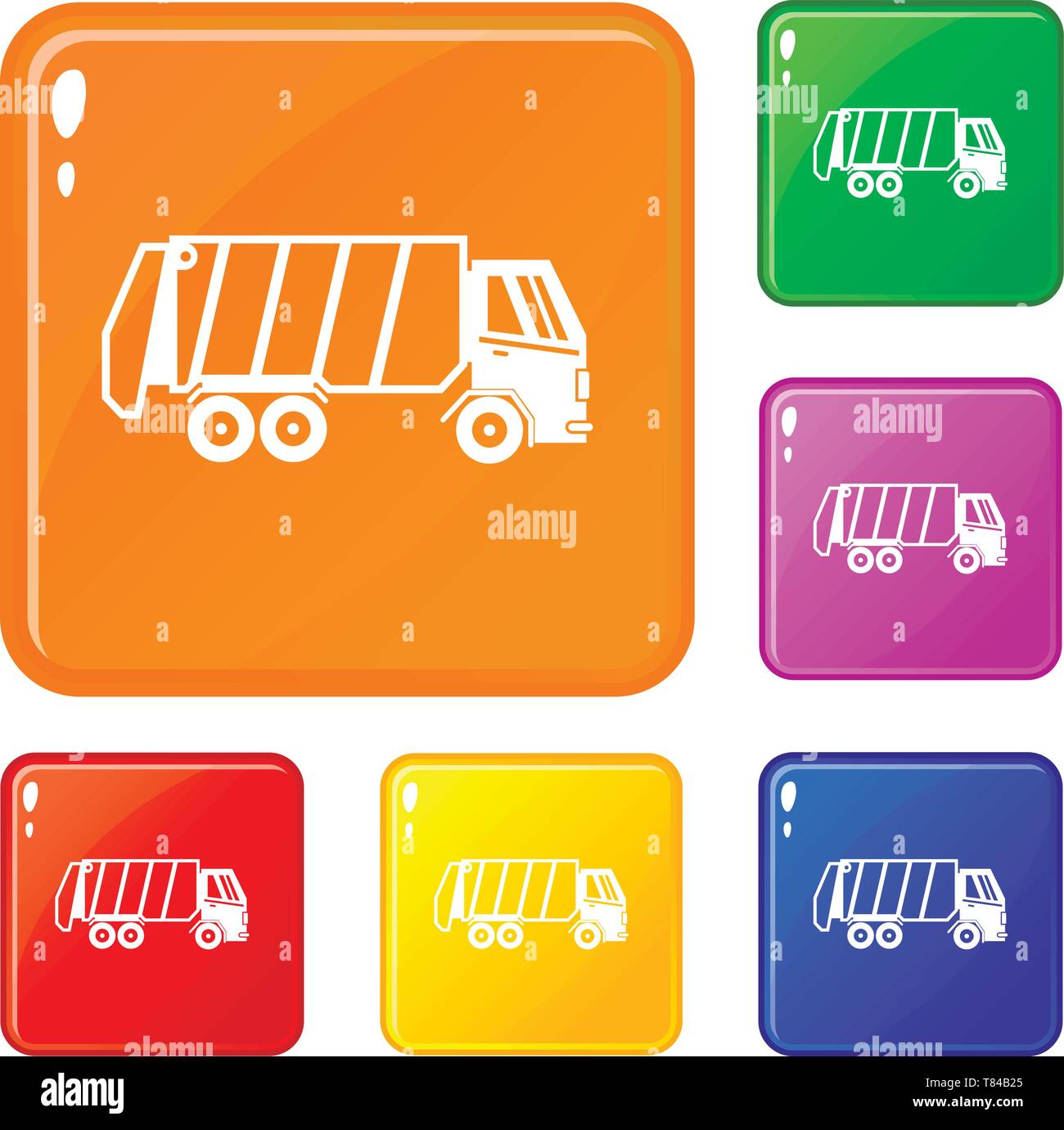 Garbage truck icons set vector color Stock Vector Image & Art - Alamy