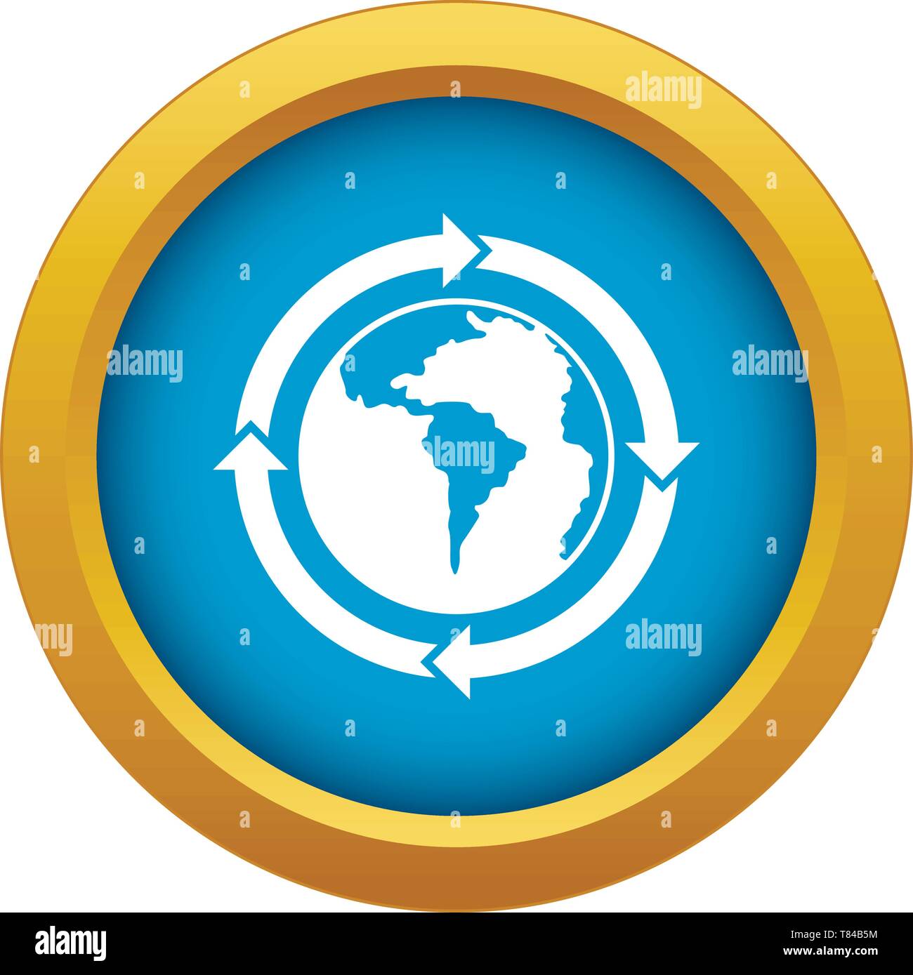 Round arrows around world planet icon blue vector isolated Stock Vector ...