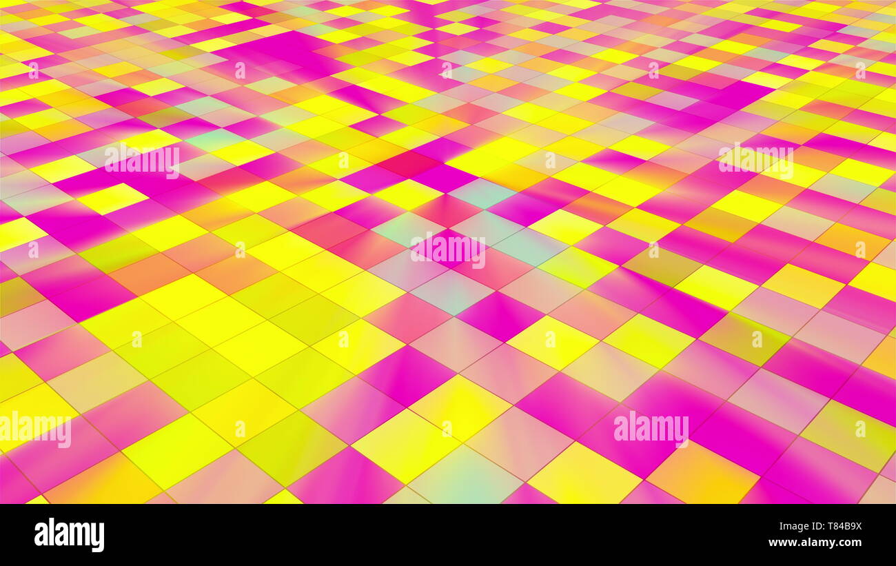 Disco floor with bright squares, 3d render abstraction, computer ...