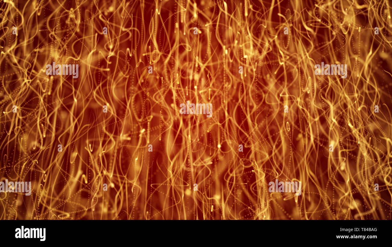 3d falling fire particles, effect of flame, computer generated ...