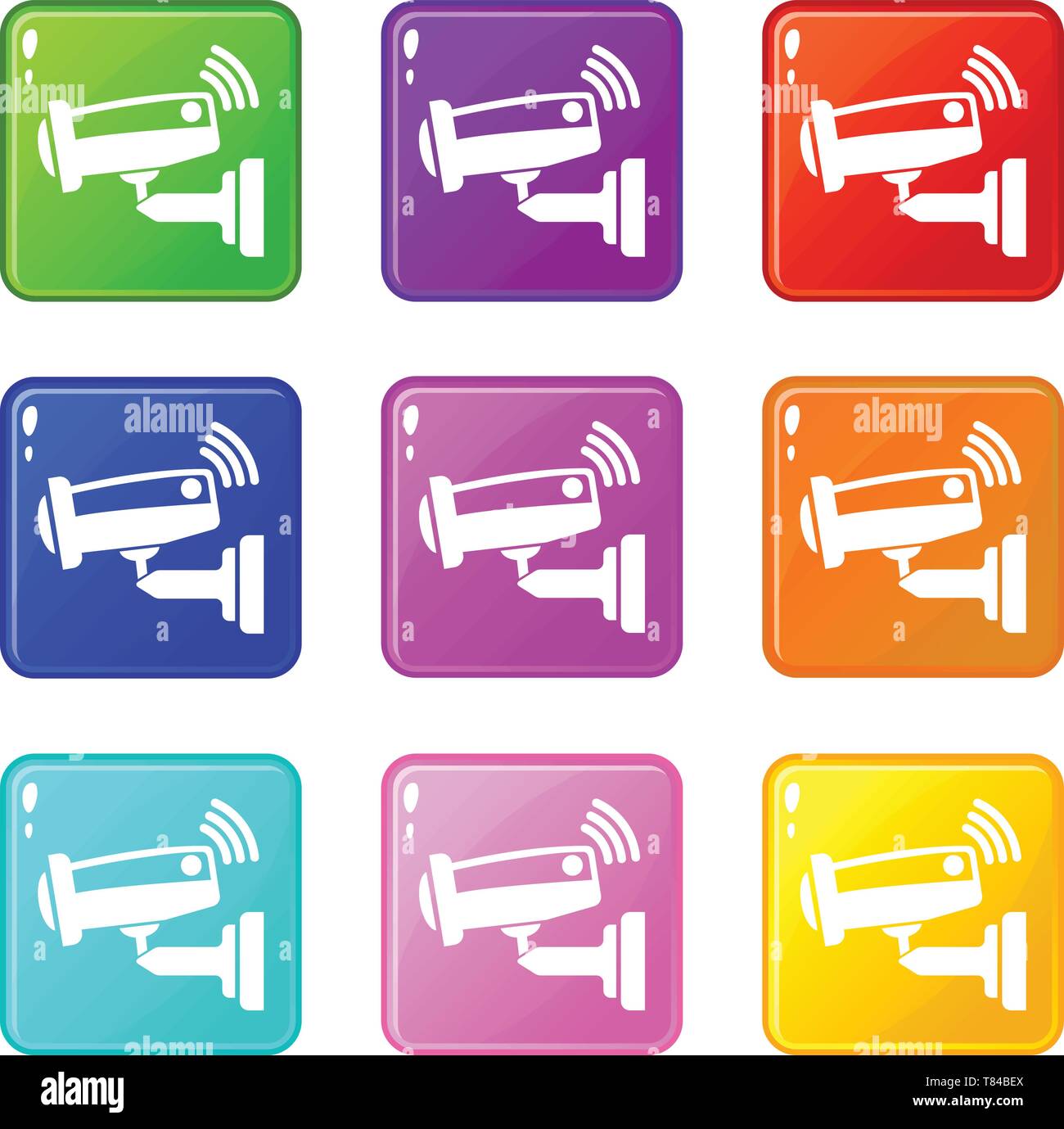 Security camera icons set 9 color collection Stock Vector Image & Art ...
