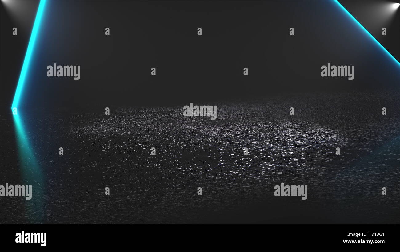 Many neon triangles in space, abstract computer generated backdrop, 3D ...