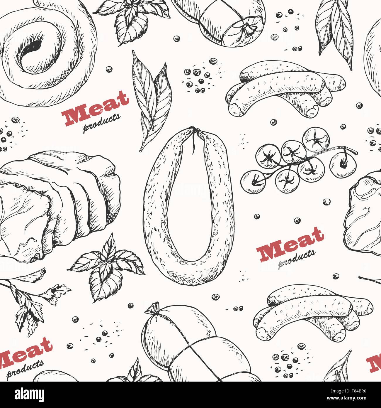 Vector pattern with meat products. Vector illustration for your design ...
