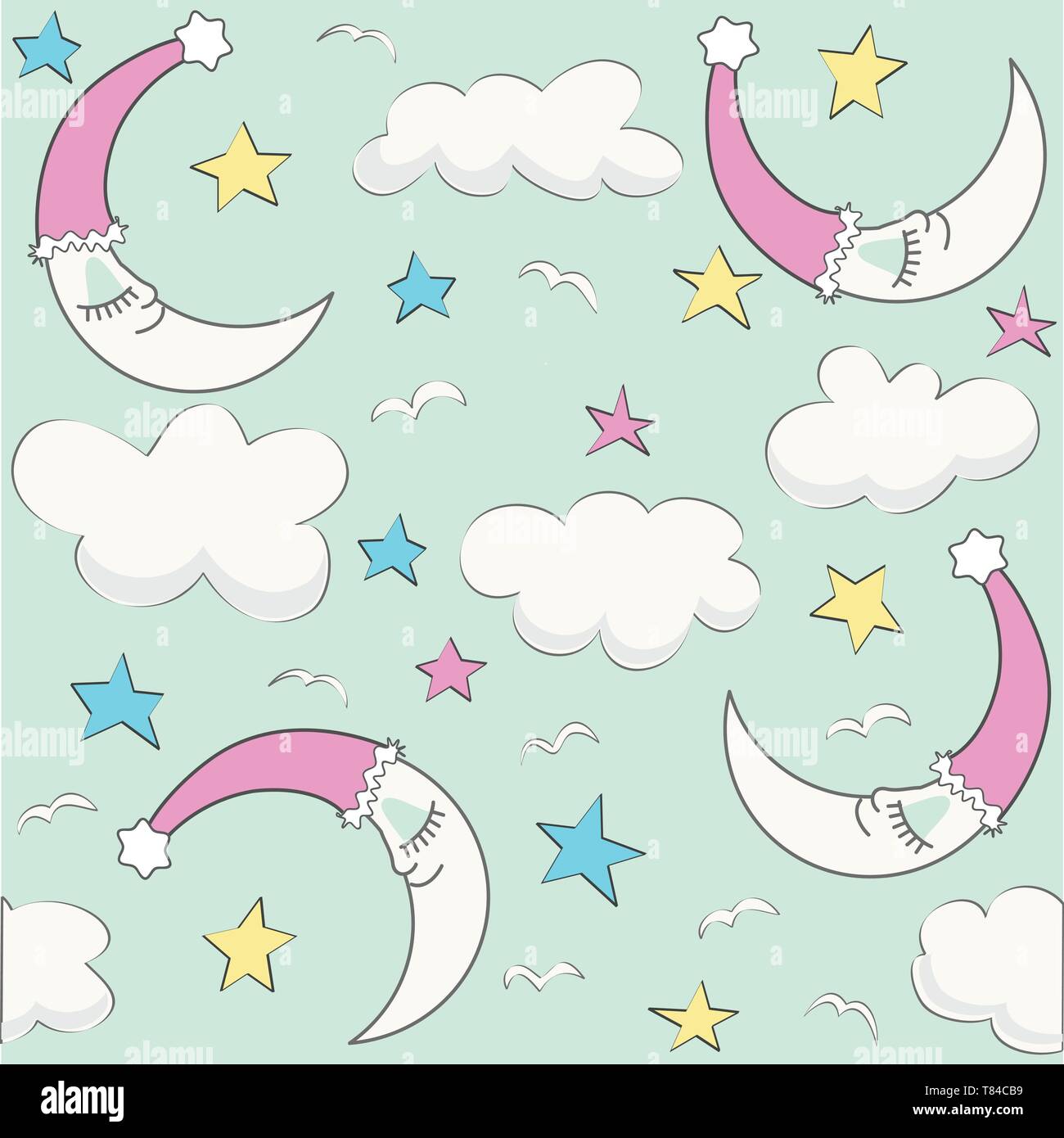 Cute baby cloud pattern vector seamless, baby shower invitation Stock ...