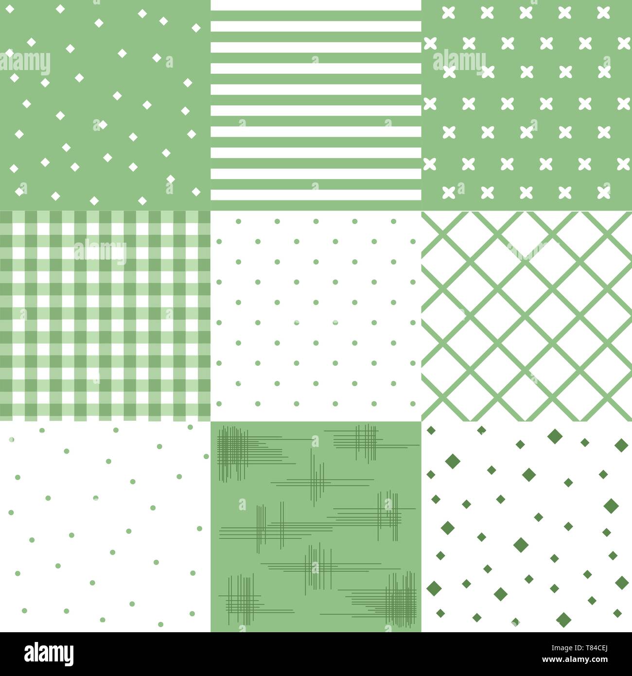 Vector set green, cute seamless patterns Stock Vector Image & Art - Alamy