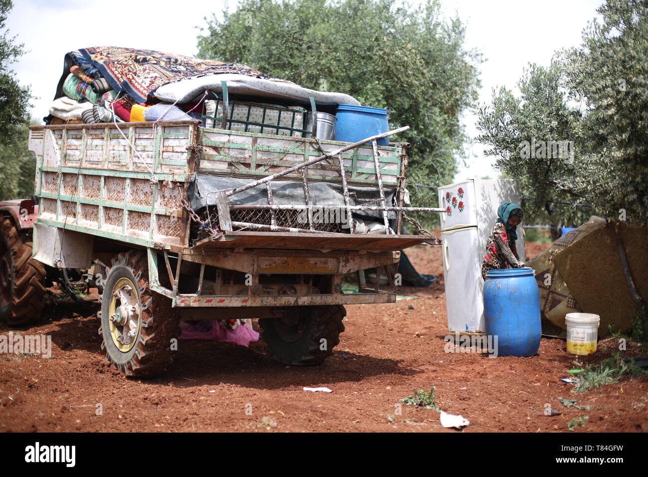 Atme, Syria. 10th May, 2019. A Syrian child is pictured at a camp for ...