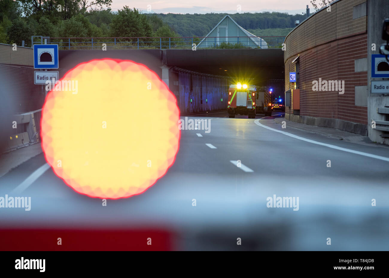Dissen, Germany. 09th May, 2019. Fire trucks can be seen at the ...