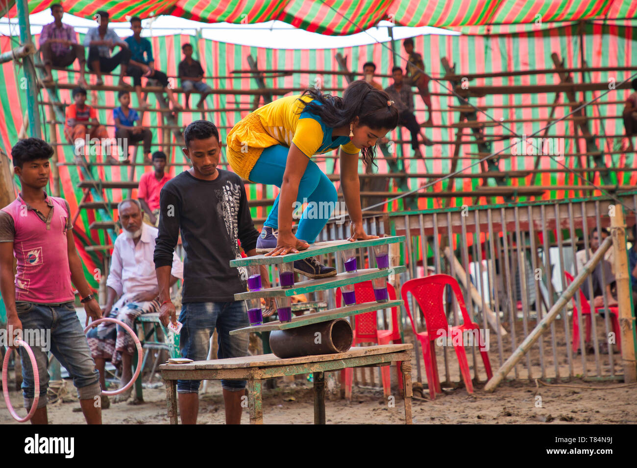 April 4, 2019 - Joypurhat, Bangladesh - Troop members seen performing ...