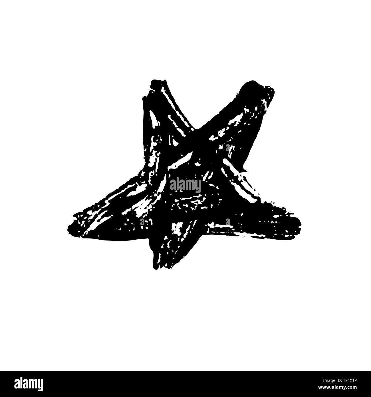 Ink vector brush stroke star. Vector illustration. Grunge texture Stock ...