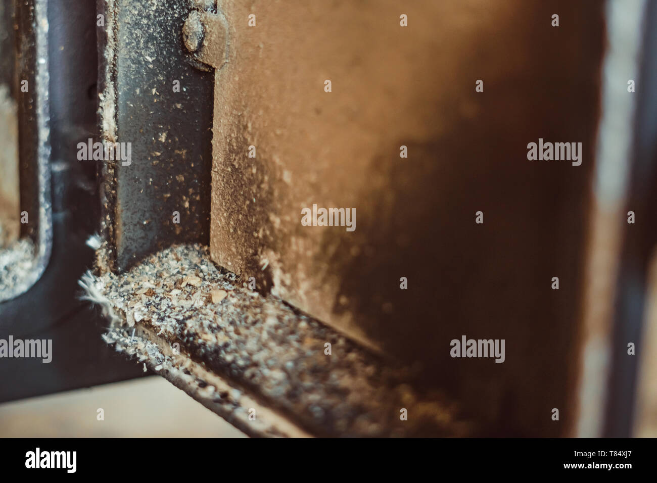 Gray ash from the burnt wood in the old furnace ashes and ash Stock ...