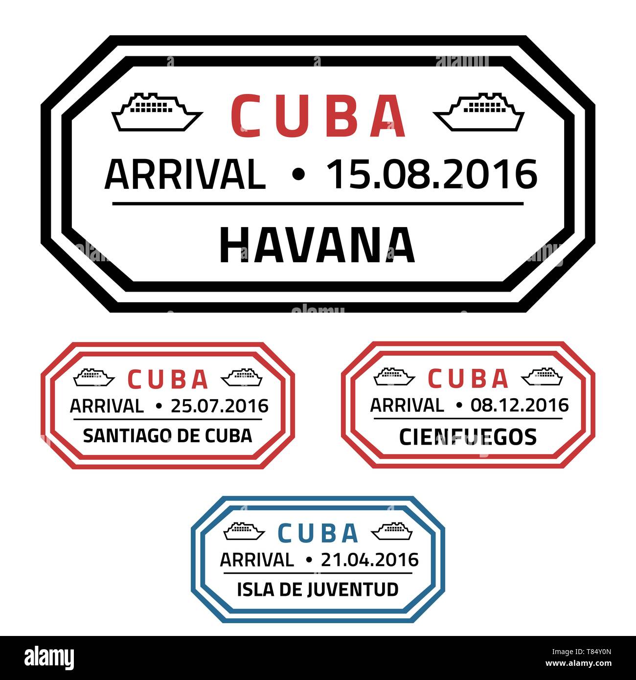Cuba travel stamps - cruise ship destination badge Stock Vector Image ...