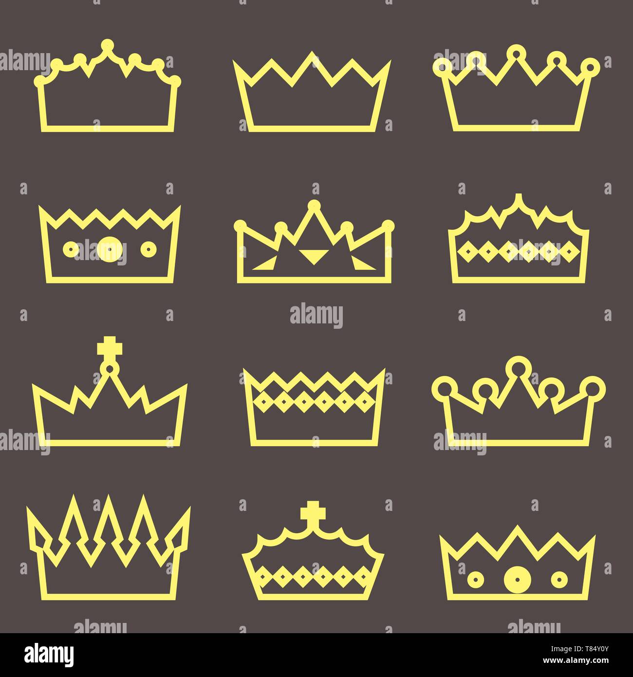 Crown icon collection - royal insignia vector illustration set Stock ...