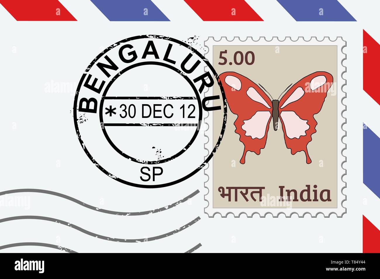 Bengaluru postage stamp - India post stamp on a lettern Stock Vector ...