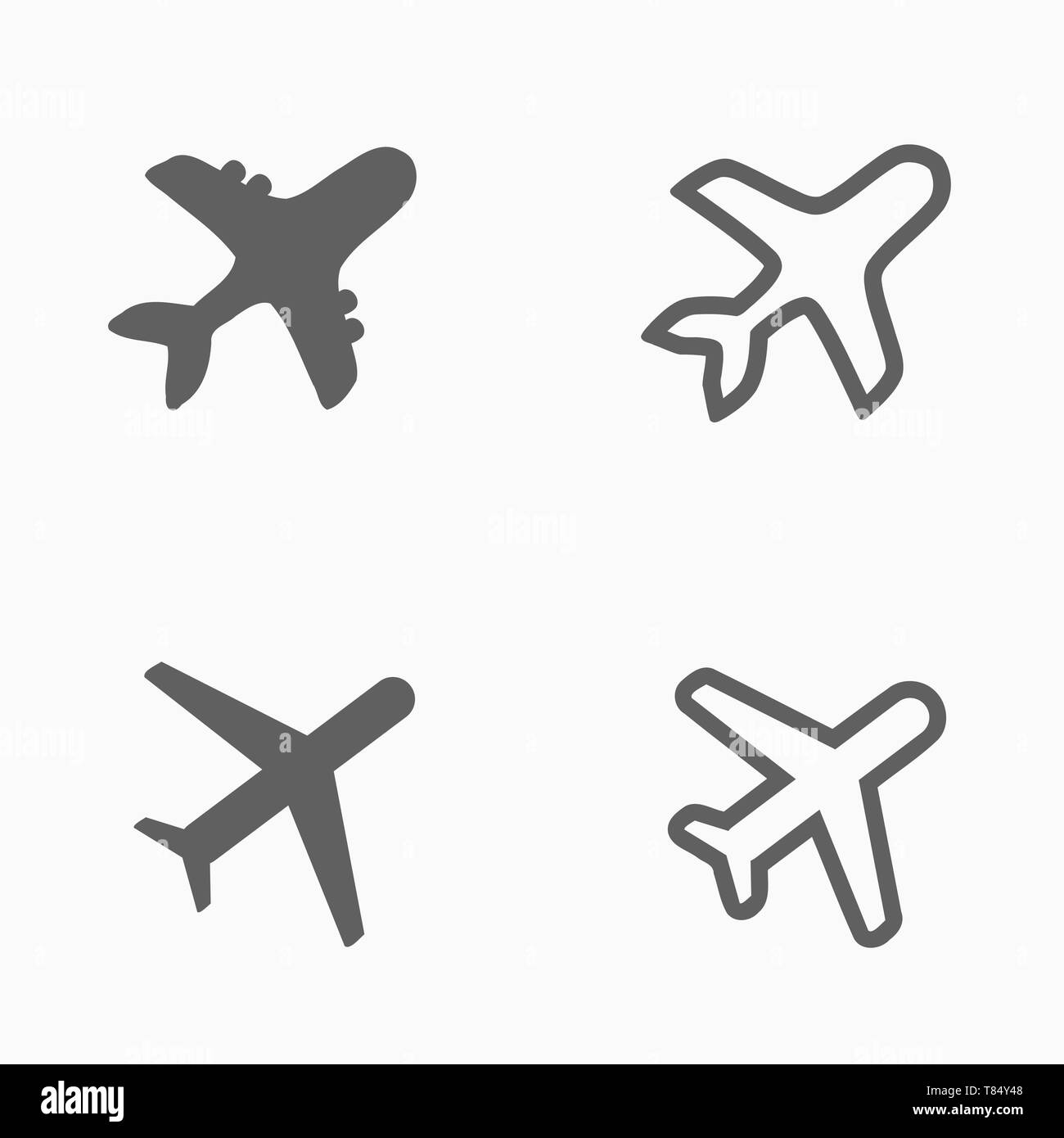 Airliner icon set - airport sign airplane shapes Stock Vector Image ...