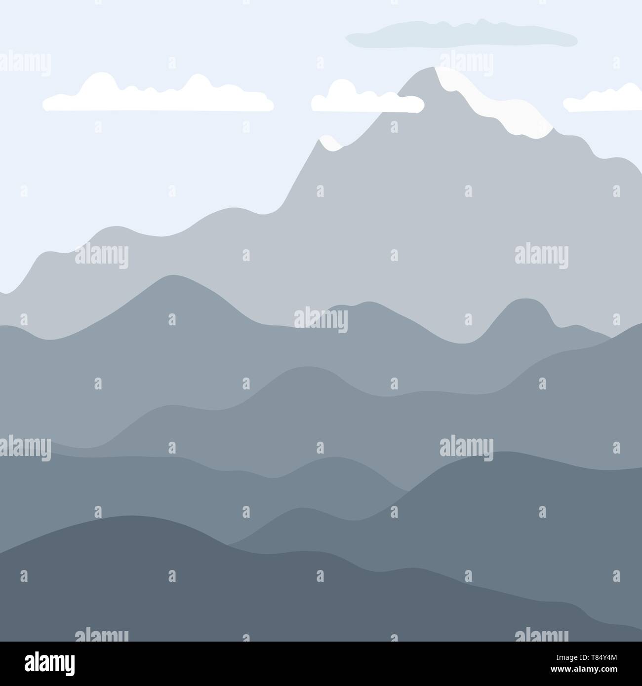 Vector landscape - mountain background. Hills and mountains layers ...