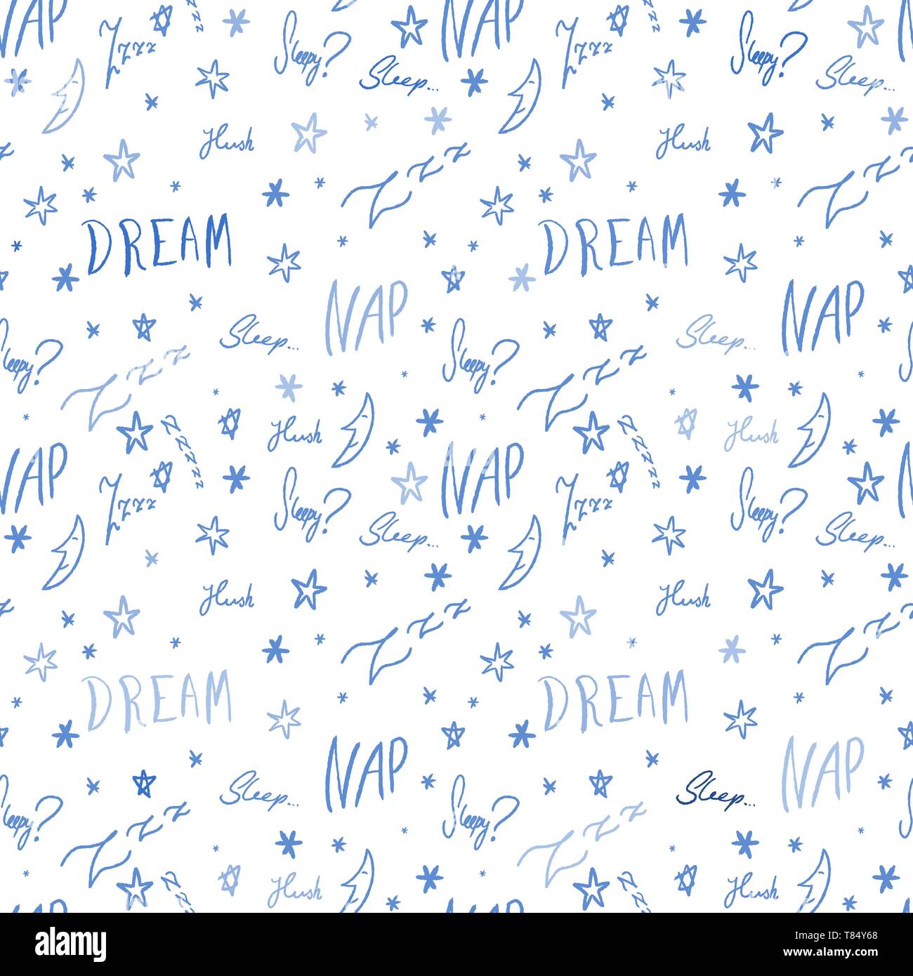 Bedsheets design pattern. Sleepy doodle - sleep time vector texture ...