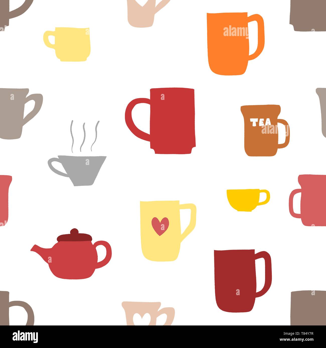 Coffee cups and tea mugs - vector texture Stock Vector Image & Art - Alamy