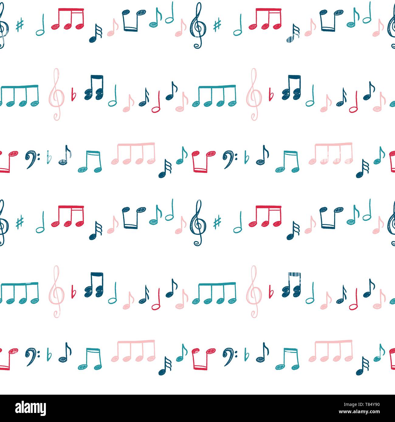 Music notes and clefs seamless pattern - vector musical texture Stock ...