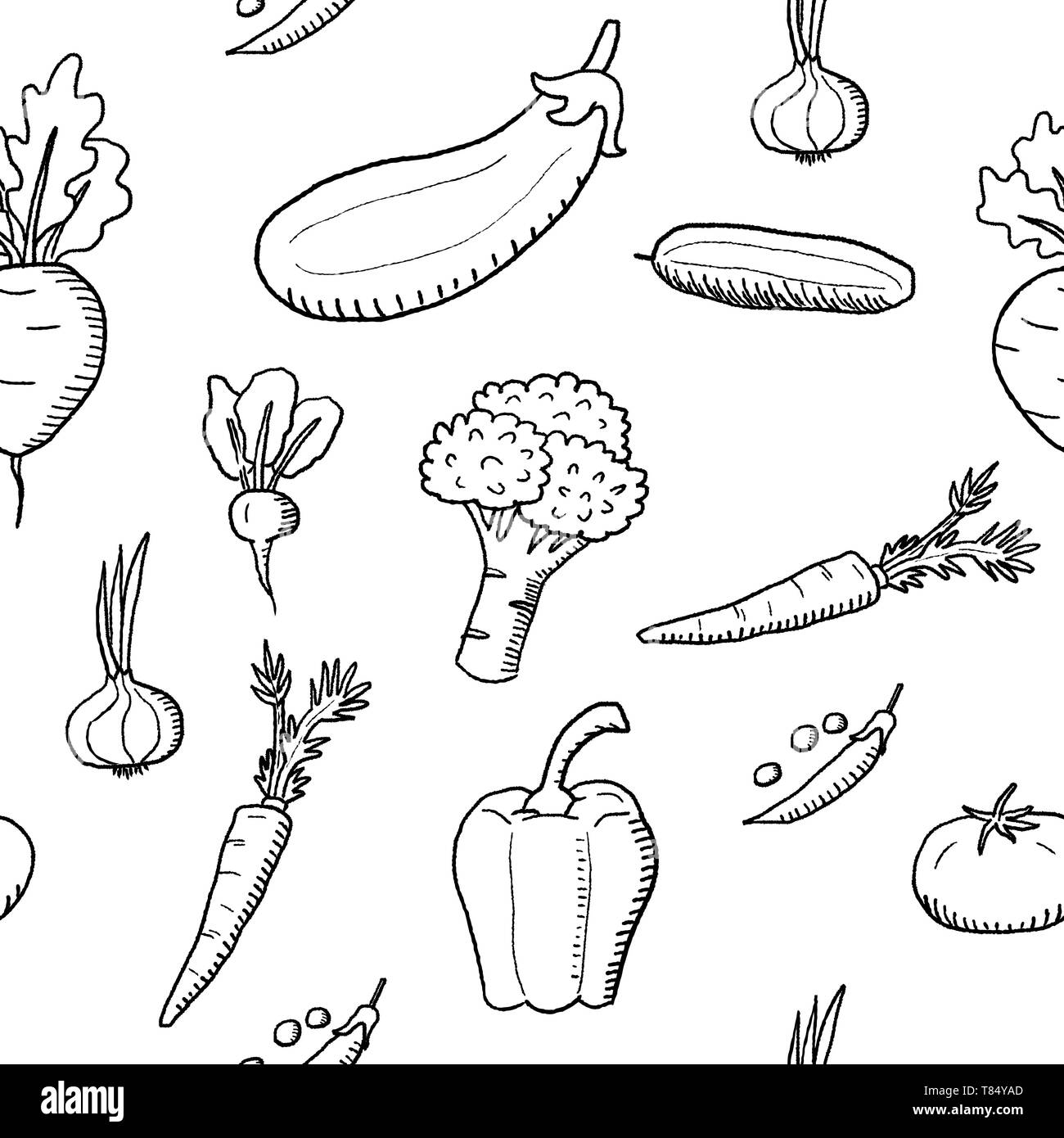 Vegetables vector. Doodle vegetable texture. Seamless fashion design ...