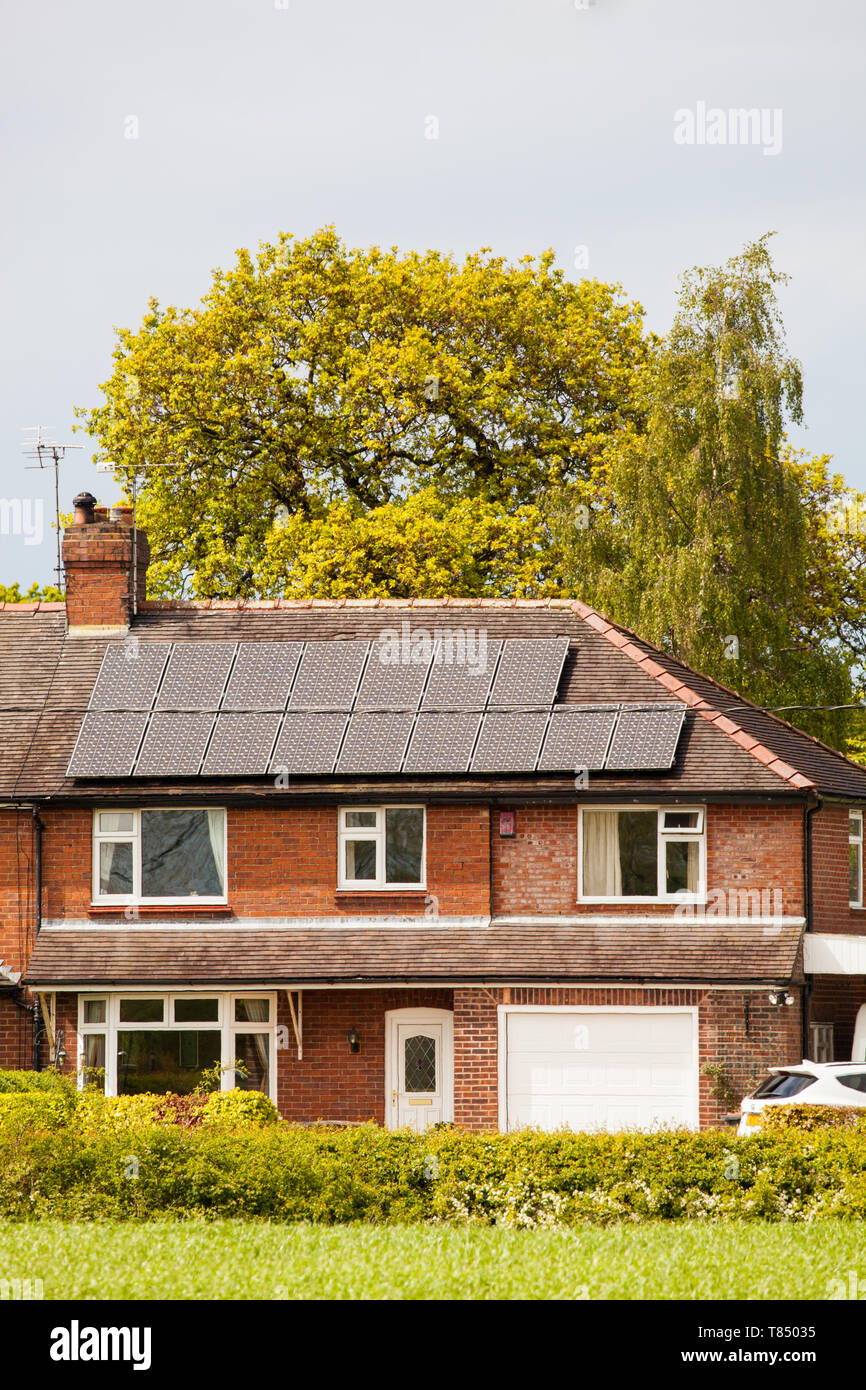 4 KW solar panel array on the roof of a semi detached house Stock Photo ...