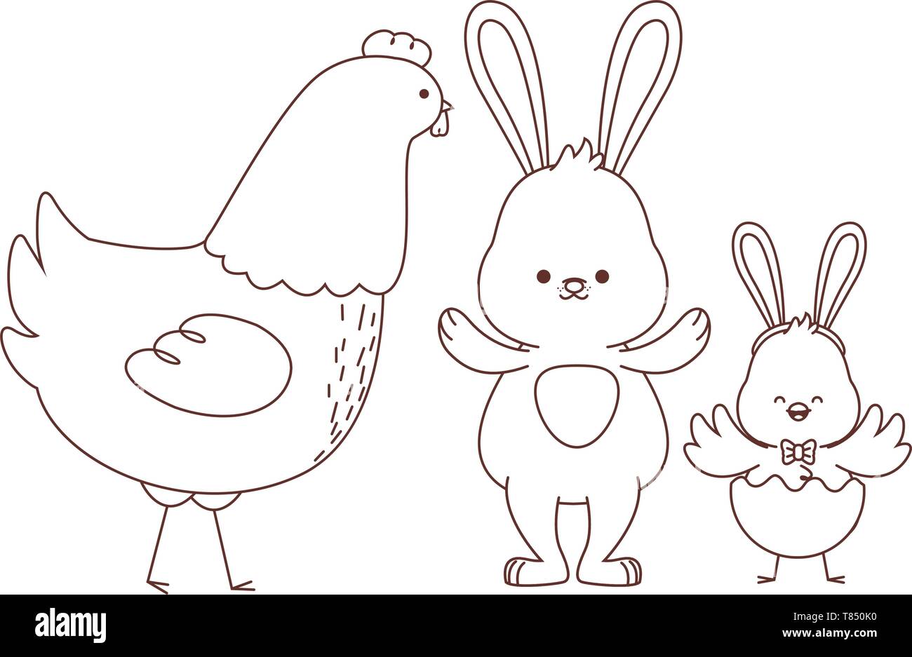 Happy farm animals outline Stock Vector Image & Art - Alamy