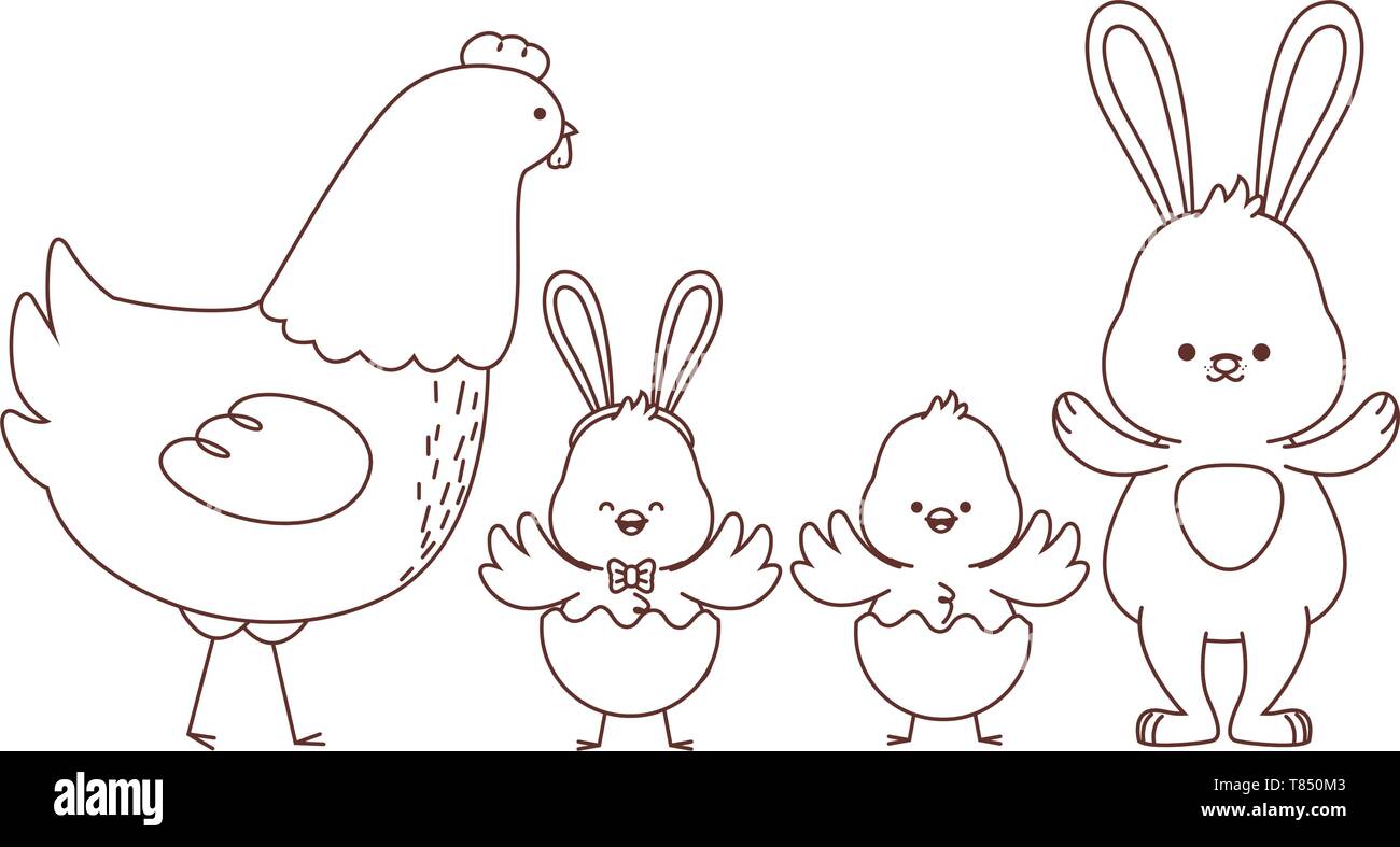 Happy farm animals outline Stock Vector Image & Art - Alamy