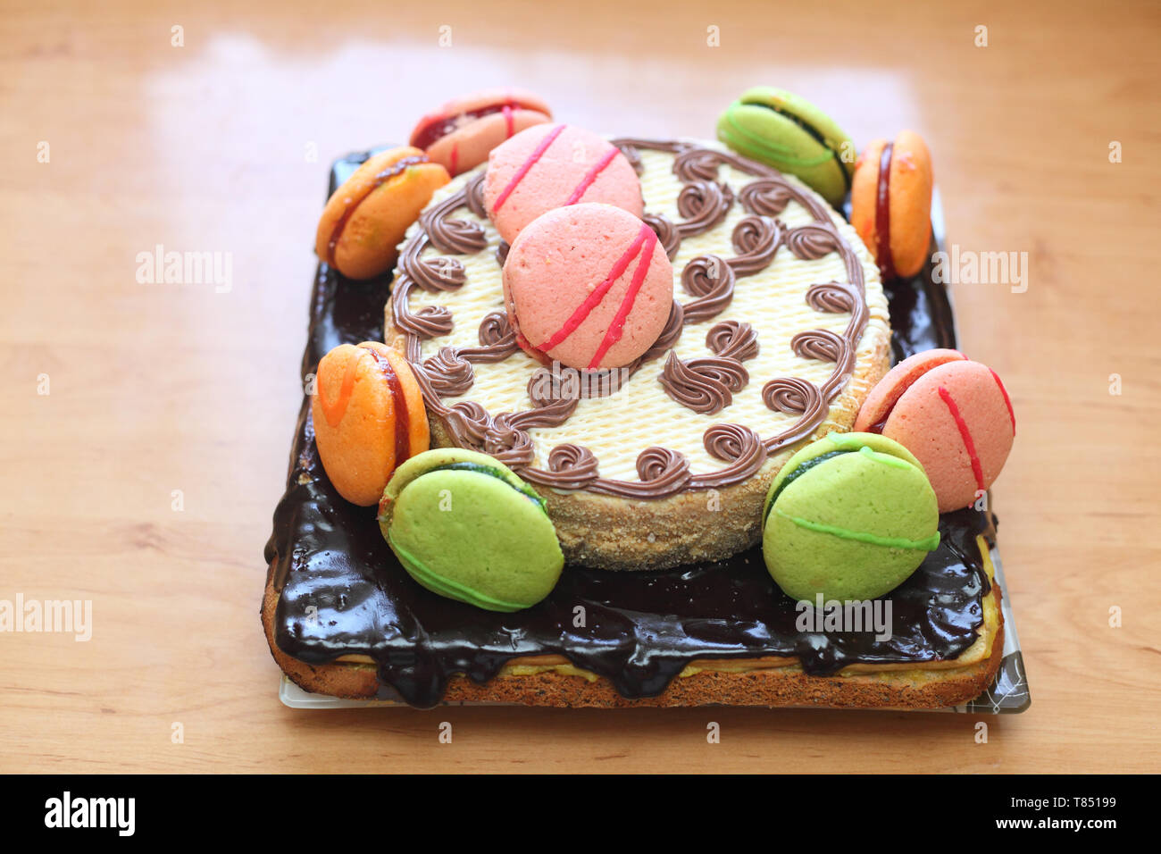 cake in two tiers. Birthday cake Stock Photo - Alamy
