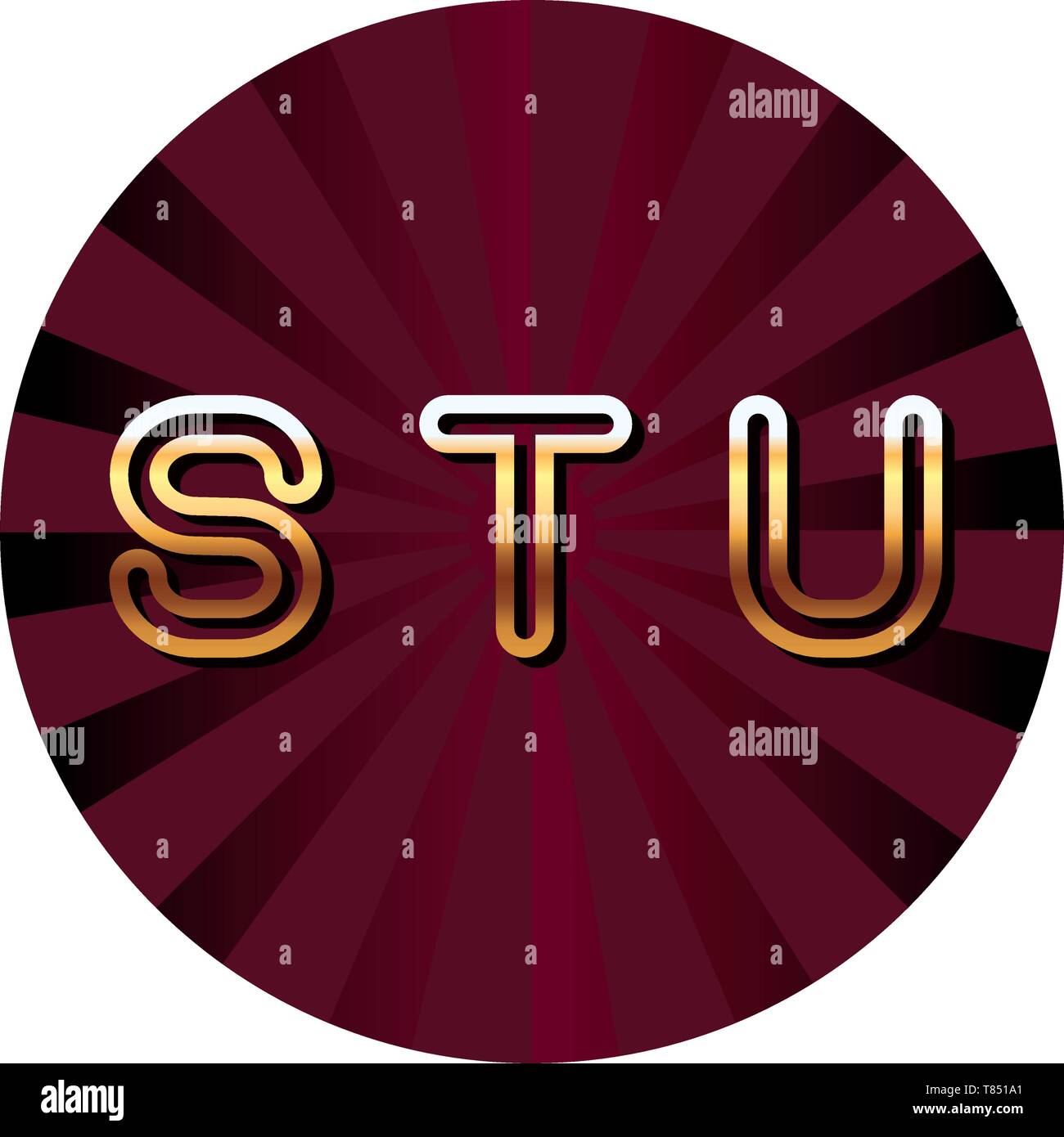 STU alphabet font letters red round emblem Stock Vector Image & Art - Alamy