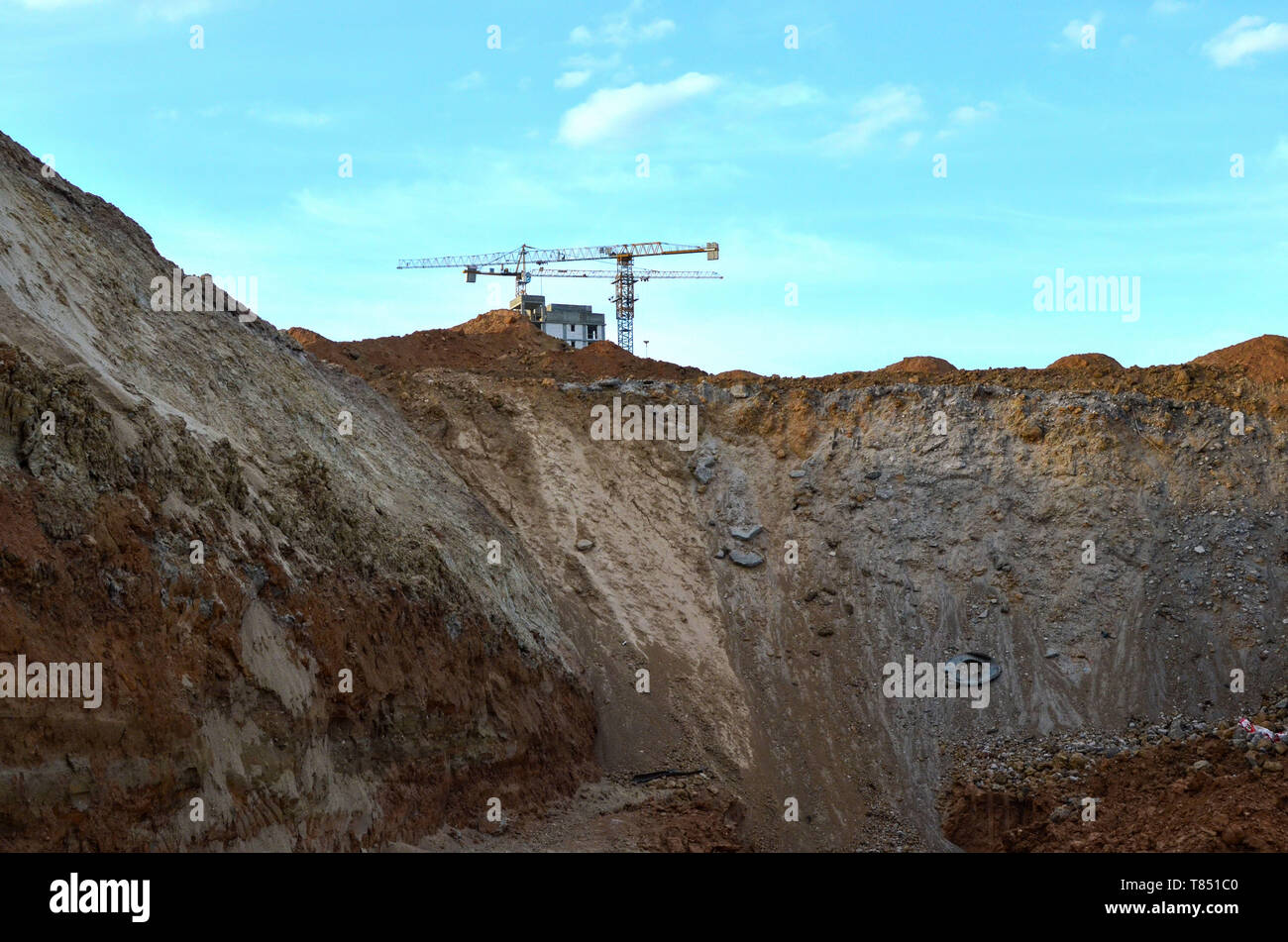 Foundation pit for the construction of apartment building - Image Stock ...