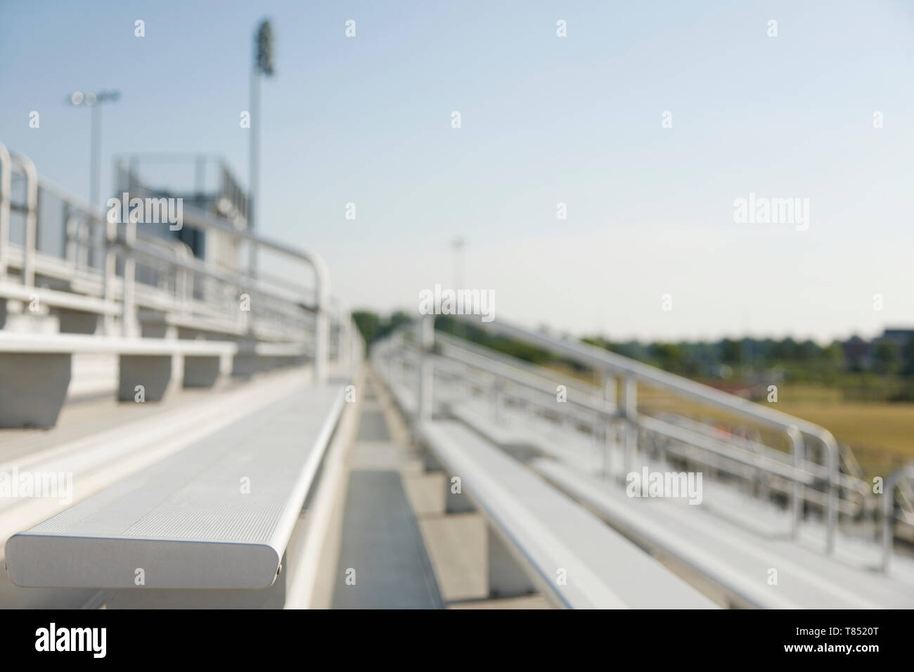 Bleachers, staggered stadium seats at a sports field Stock Photo - Alamy