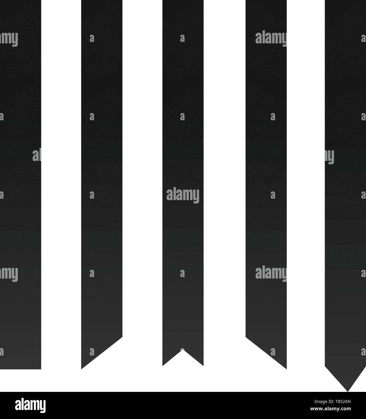 Decorative vertical black ribbons collection isolated on white ...