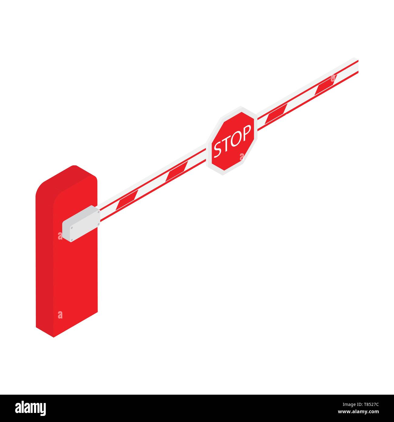 Car barrier gate with stop sign isometric view isolated on white ...