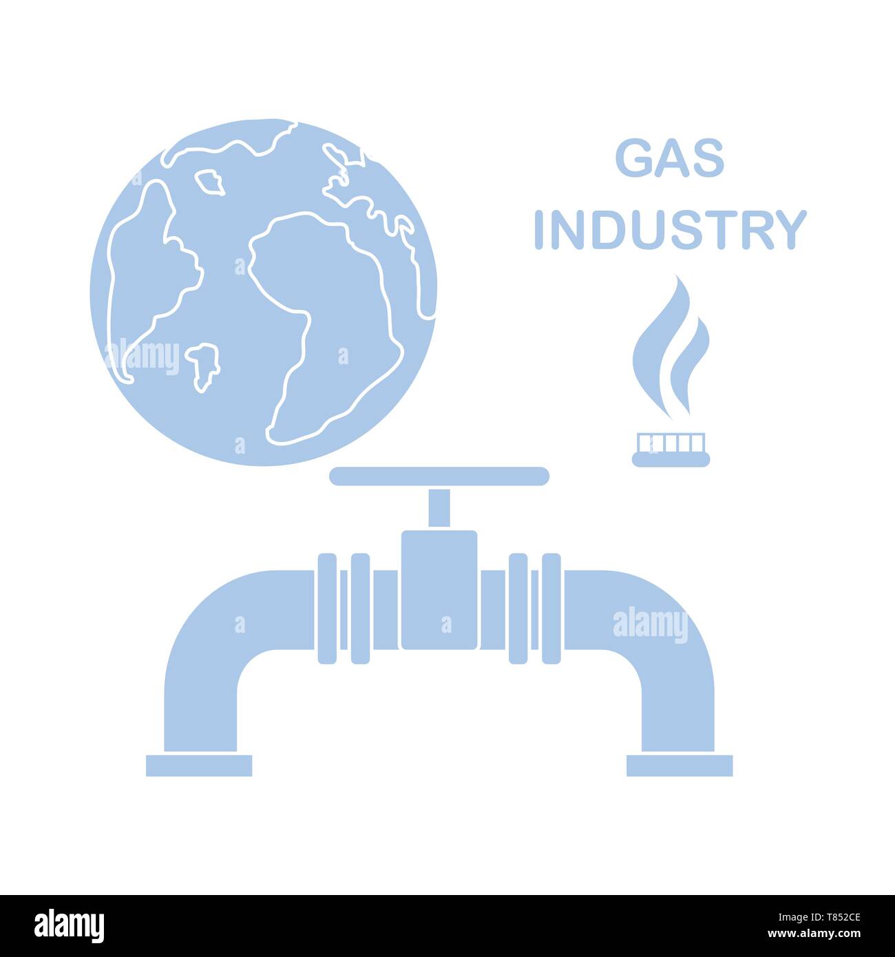 Vector illustration with equipment for gas production and earth. Gas ...