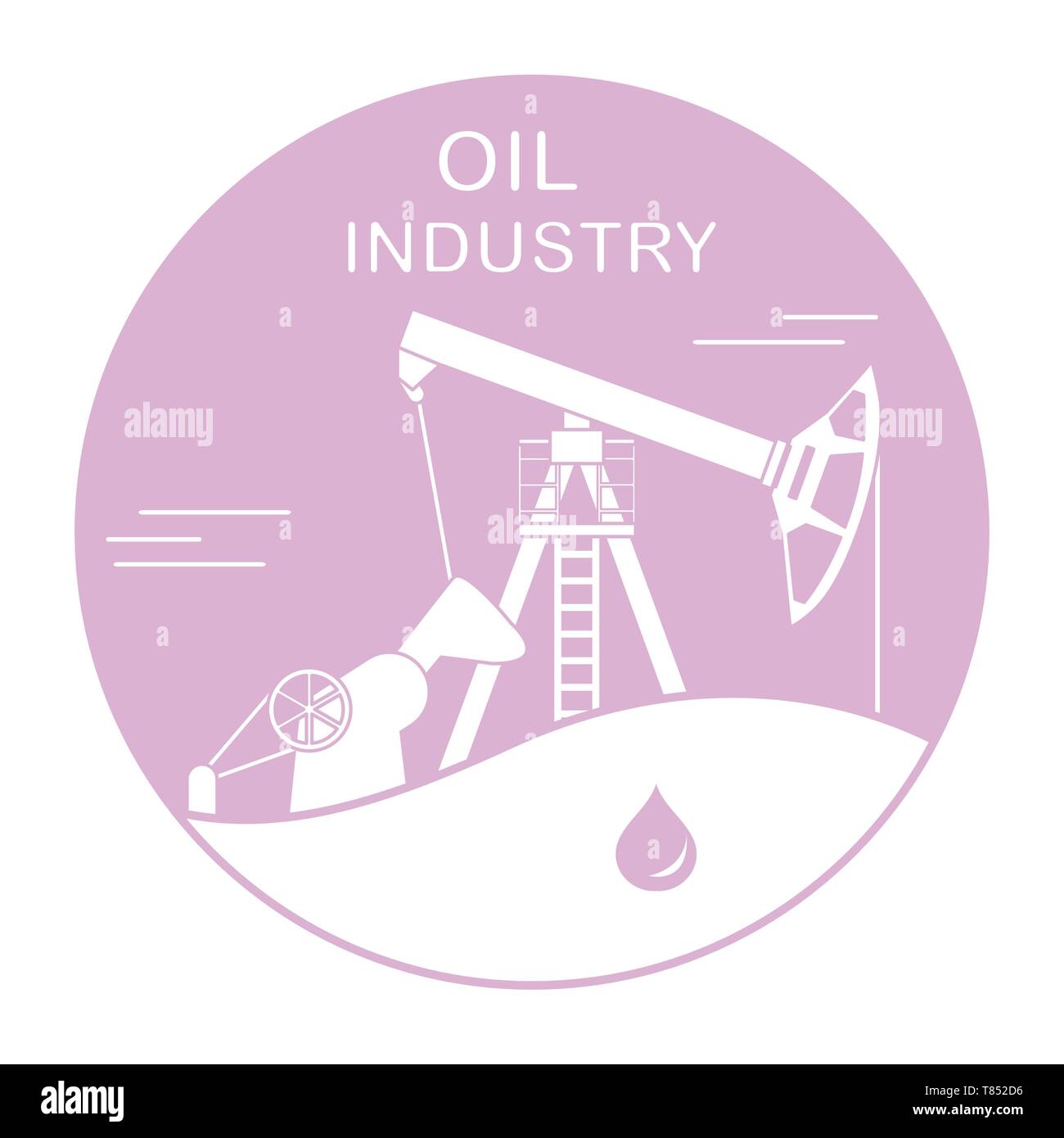 Vector illustration with equipment for oil production. Oil industry ...